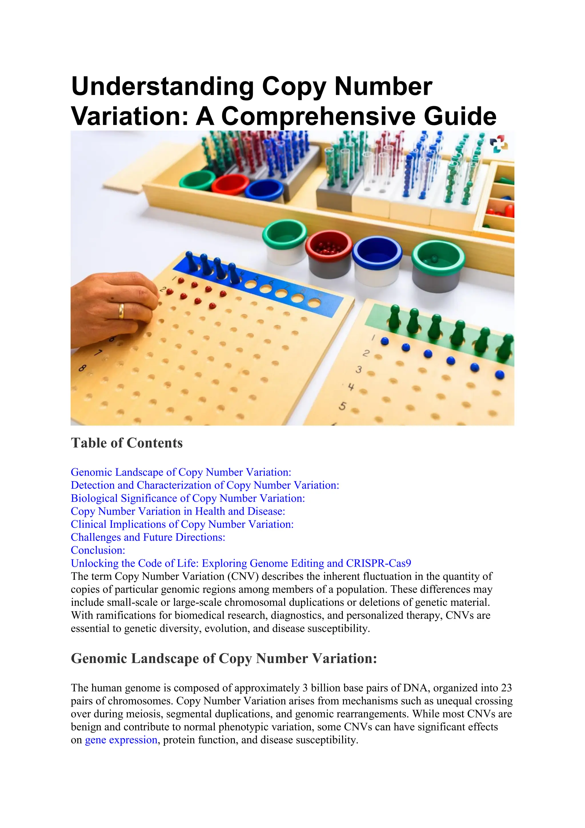 Detail Understanding of Copy Number Variation (CNV) | The Lifesciences Magazine | PDF | Genetics ...