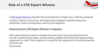 Understanding CPA Expert Witness & 409A Valuation Methods | PPT