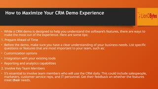 Understanding CRM Demo Features: A Beginner's Guide | LionO360 CRM | PPTX