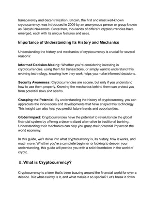 Understanding Cryptocurrency: A Beginner's Guide to the History and ...