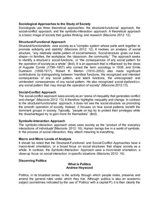 Understanding the concepts of culture, society and politics | DOCX