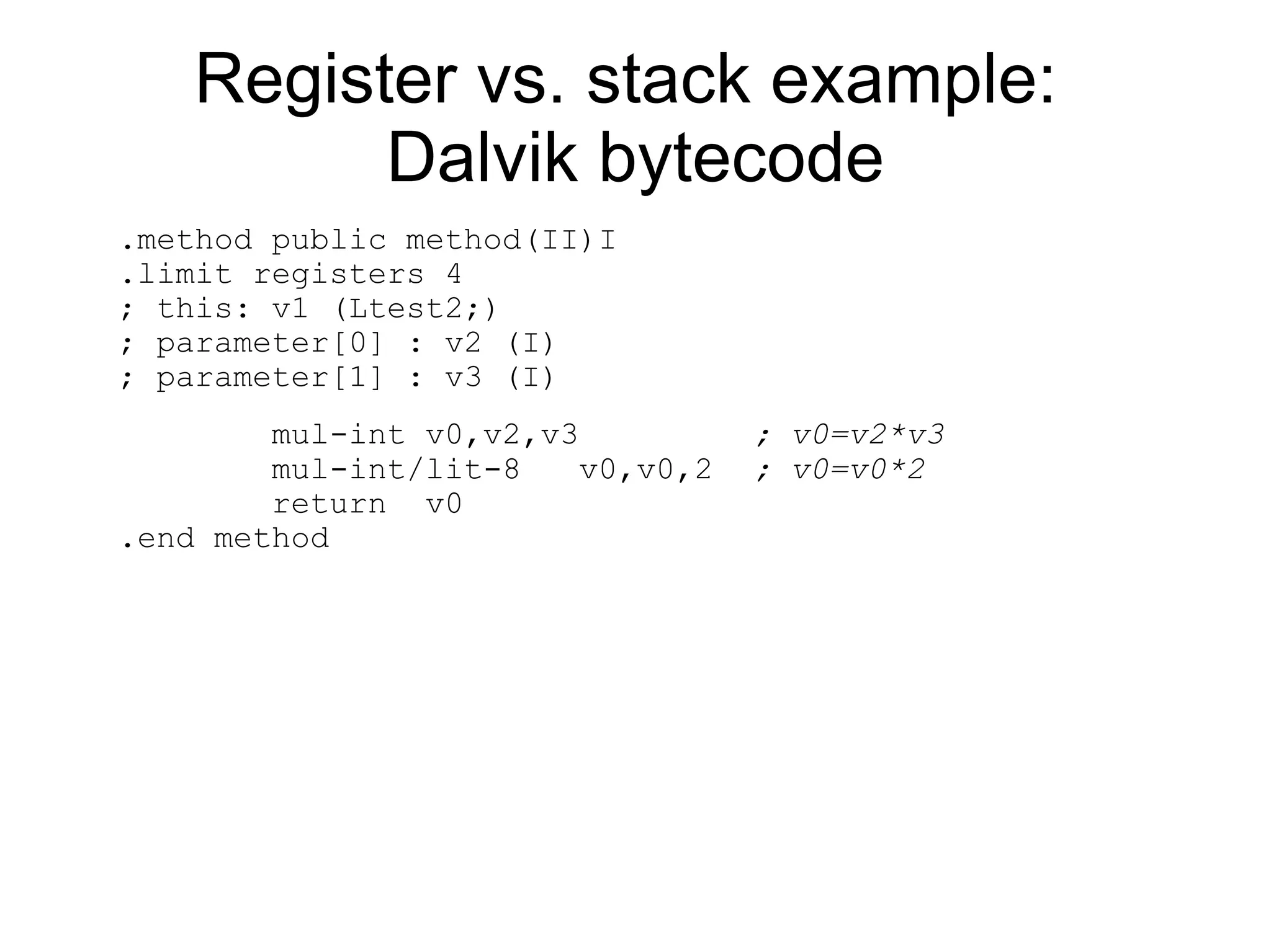 Understanding The Dalvik Bytecode With The Dedexer Tool Pdf Operating Systems Computer