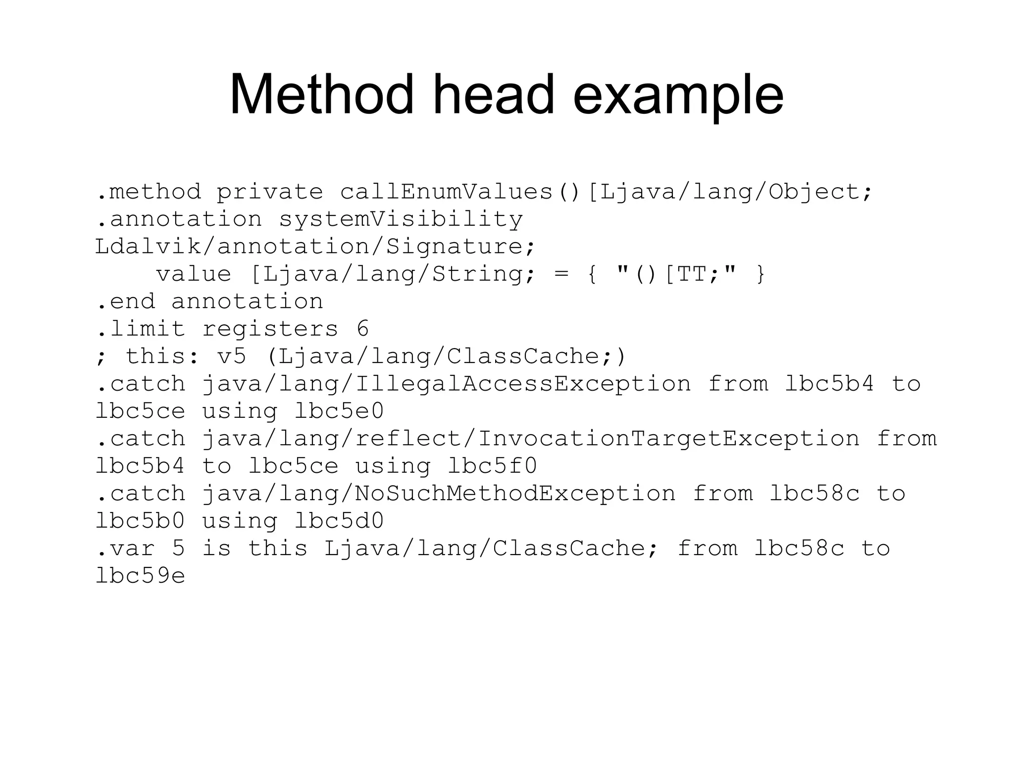 Understanding The Dalvik Bytecode With The Dedexer Tool Pdf Operating Systems Computer