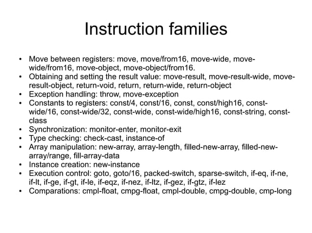Understanding The Dalvik Bytecode With The Dedexer Tool Pdf Operating Systems Computer