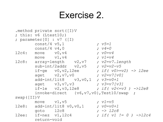 Understanding The Dalvik Bytecode With The Dedexer Tool Pdf Operating Systems Computer