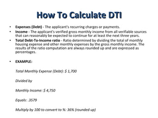 Understanding Debt-To-Income (DTI) | PPT