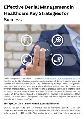 Understanding Denial Management in Healthcare Key Strategies for Improvement | PDF