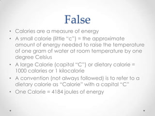 Understanding Dietary Calories | PPTX