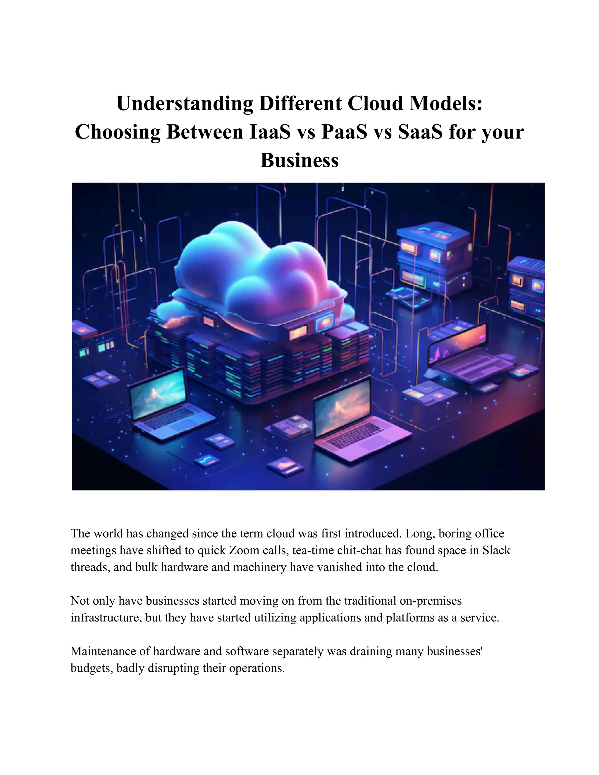 Iaas vs Paas vs Saas: Choosing the Right Cloud Computing Models for your Business | PDF