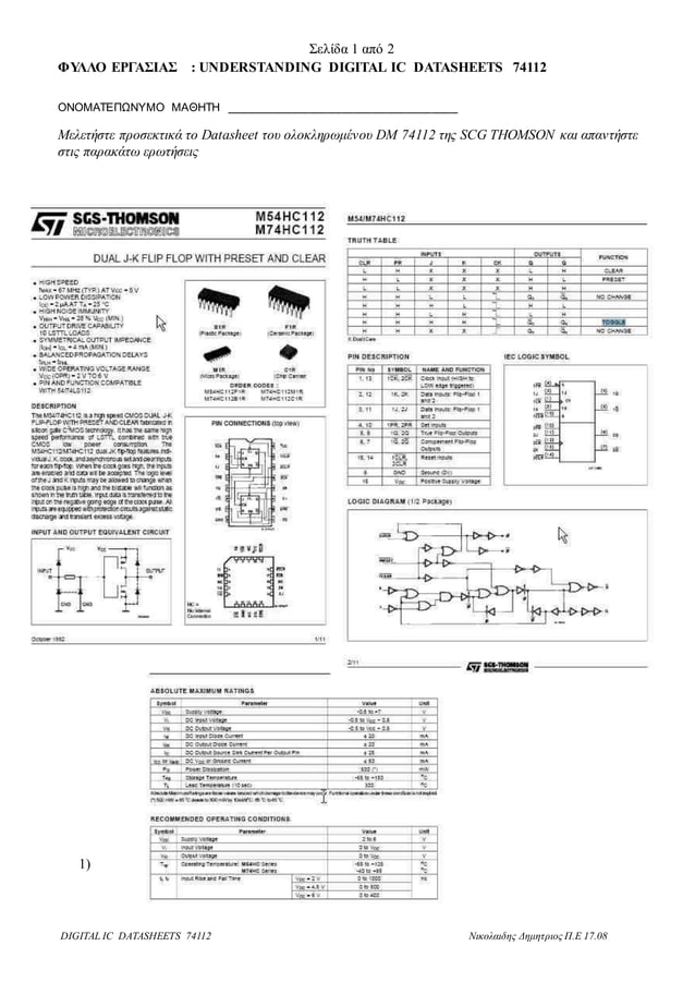 Understanding digital ic datasheets 74112 | DOC