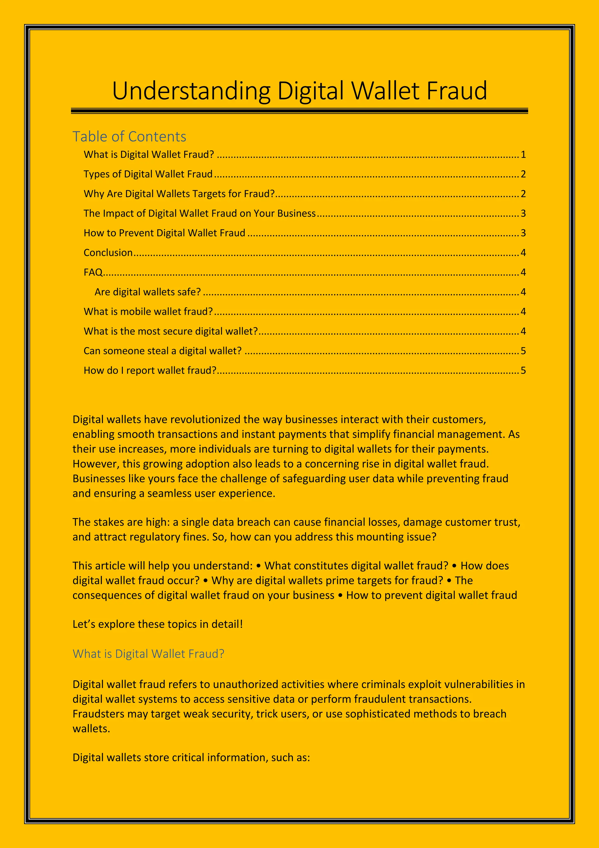 Understanding Digital Wallet Fraud & FAQ | PDF