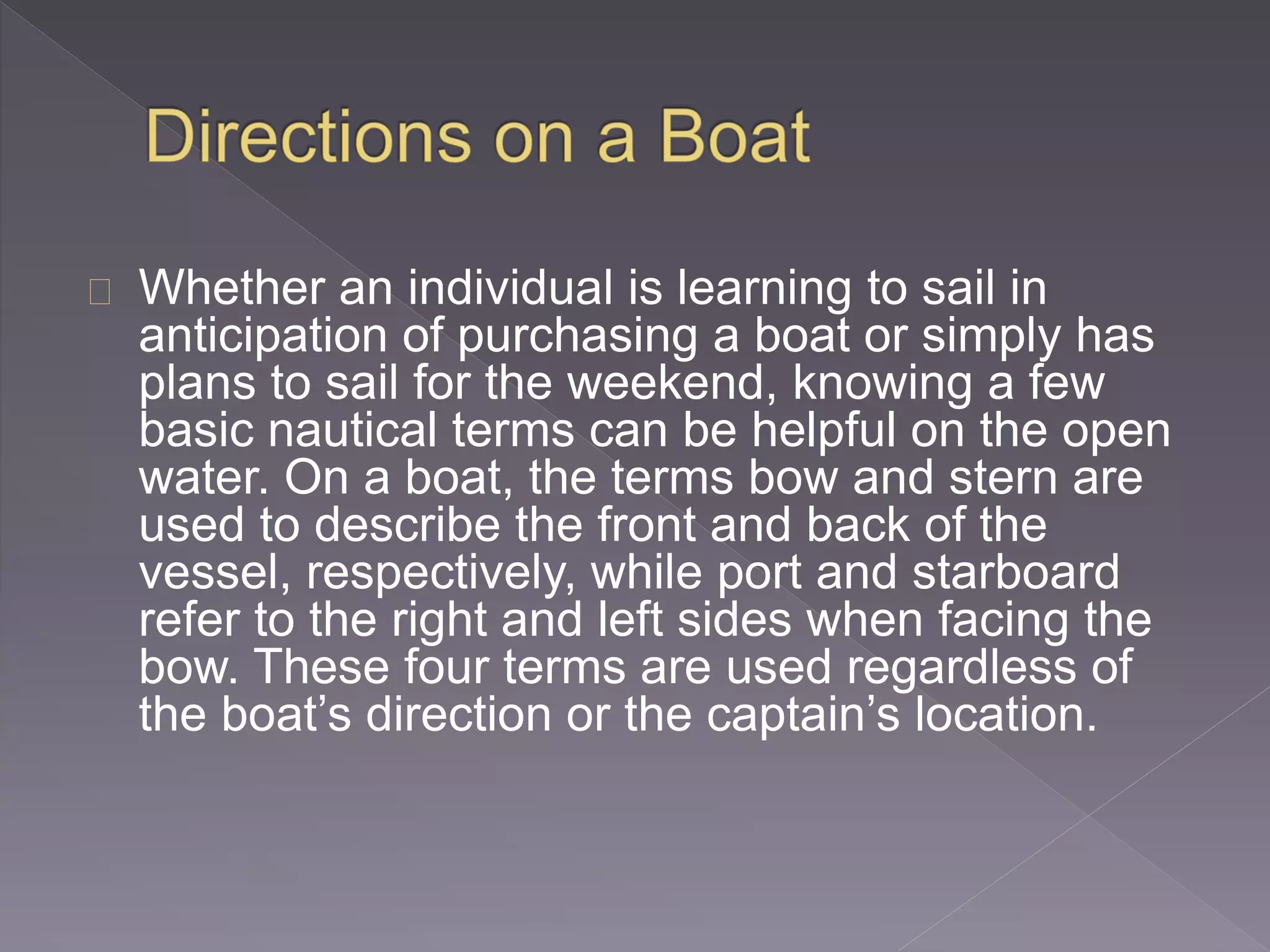 Understanding Directions on a Boat | PPT