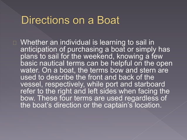 Understanding Directions on a Boat | PPT