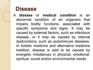Understanding diseases and its major treatment | PPTX