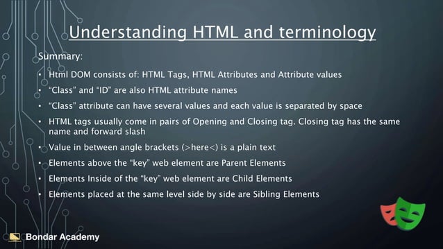 Understanding HTML Dom Terminology Playwright course | PPTX