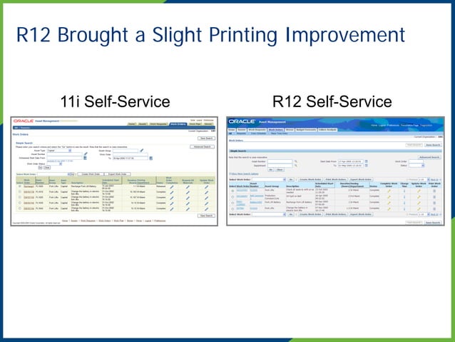 Understanding eAM Work Order Printing in EBS 11i vs R12 | PDF
