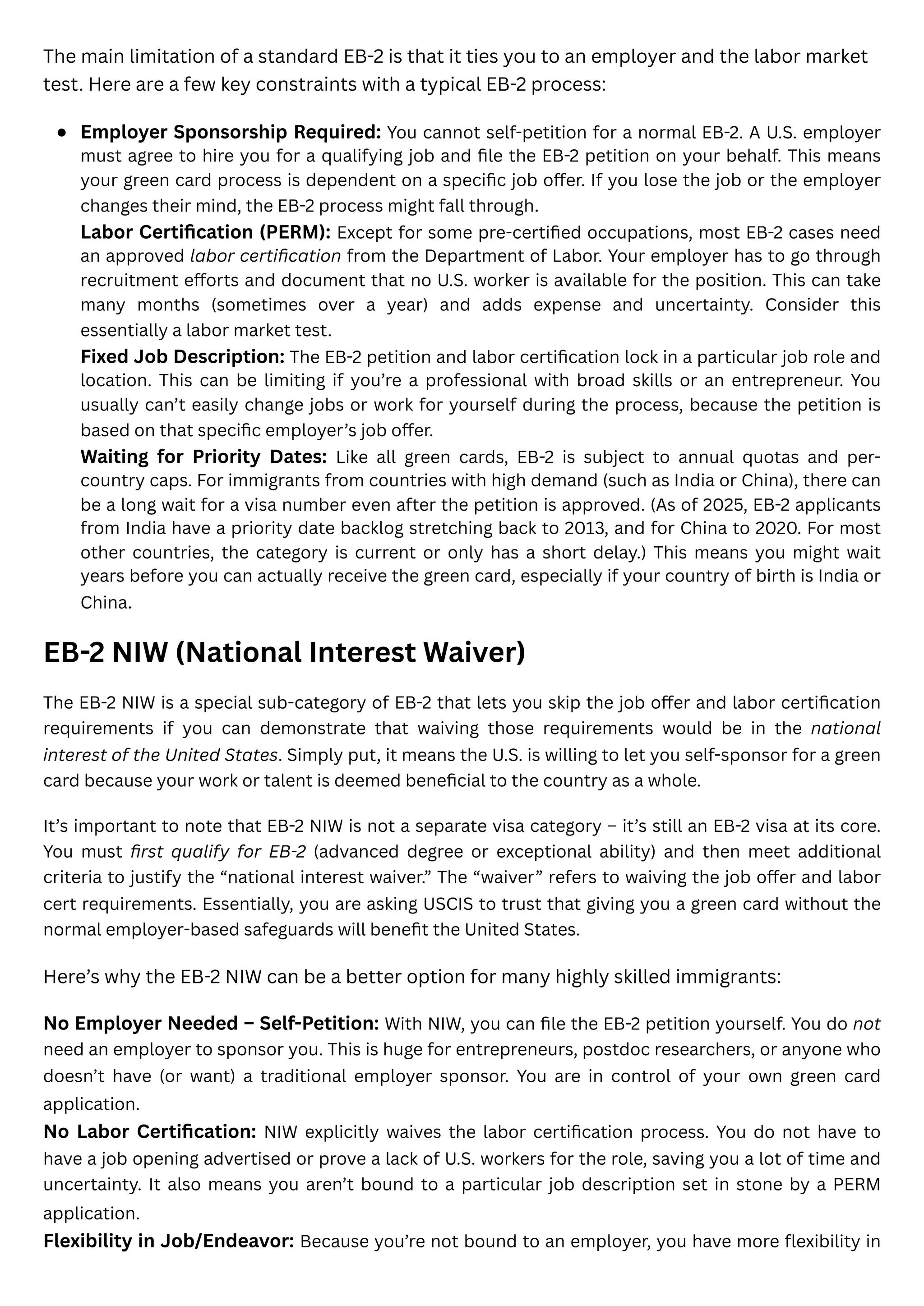 Understanding EB-2 National Interest Waiver (NIW) - Part 1 of 2 | PDF