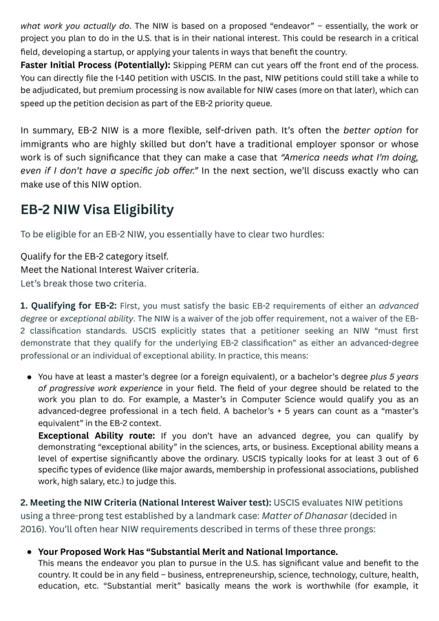 Understanding EB-2 National Interest Waiver (NIW) - Part 1 of 2 | PDF