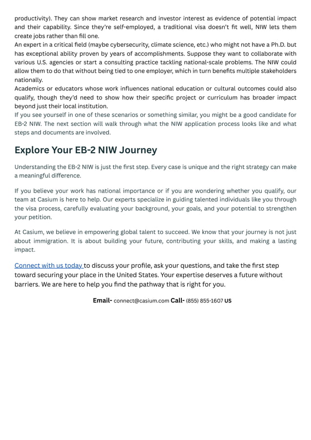 Understanding EB-2 National Interest Waiver (NIW) - Part 1 of 2 | PDF