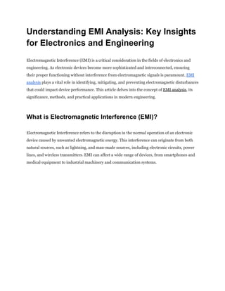 Understanding EMI Analysis: Key Insights for Electronics and Engineering | PDF