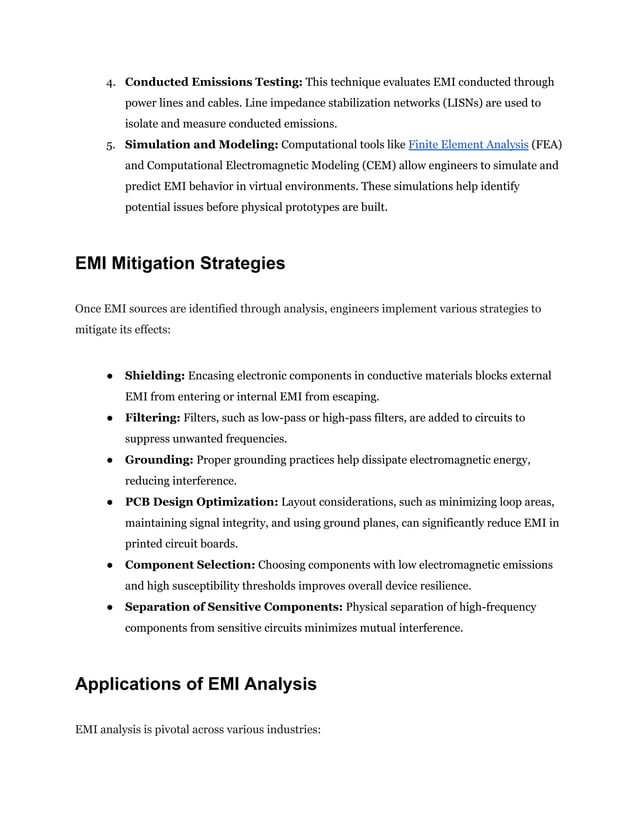 Understanding EMI Analysis: Key Insights for Electronics and Engineering | PDF
