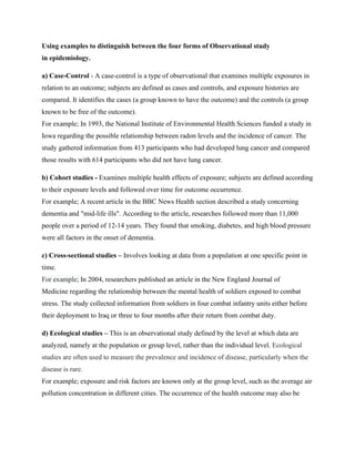 Understanding epidemiology study in medical statistics | PDF
