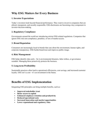 Understanding ESG- Why Environmental, Social, and Governance Matters ...