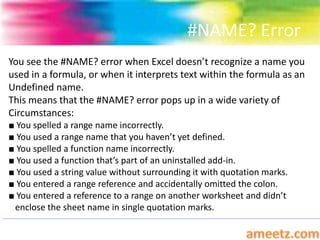 Understanding excel’s error values | PPTX