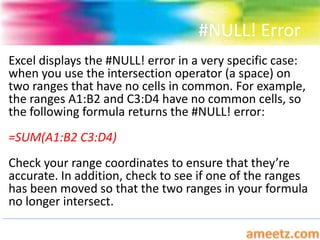 Understanding excel’s error values | PPTX