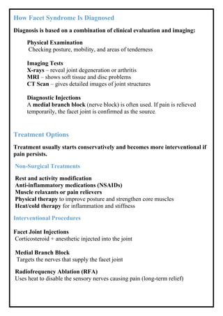 Understanding Facet Syndrome: A Guide to Back and Neck Joint Pain | PDF