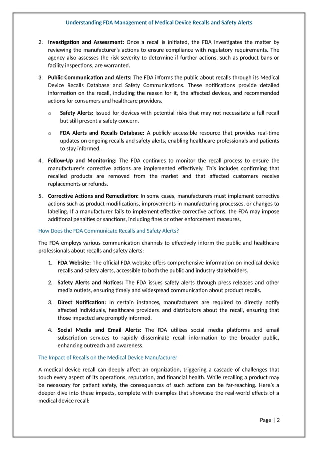 Understanding FDA Management of Medical Device Recalls and Safety ...