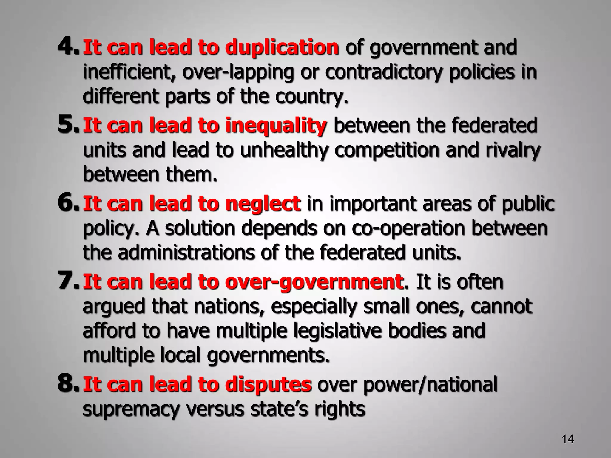 Understanding Federalism- Advantages and Disadvantages 2.ppt