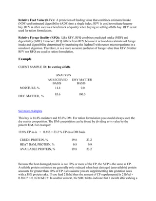 Understanding feed analysis | DOCX | Agriculture | Industries