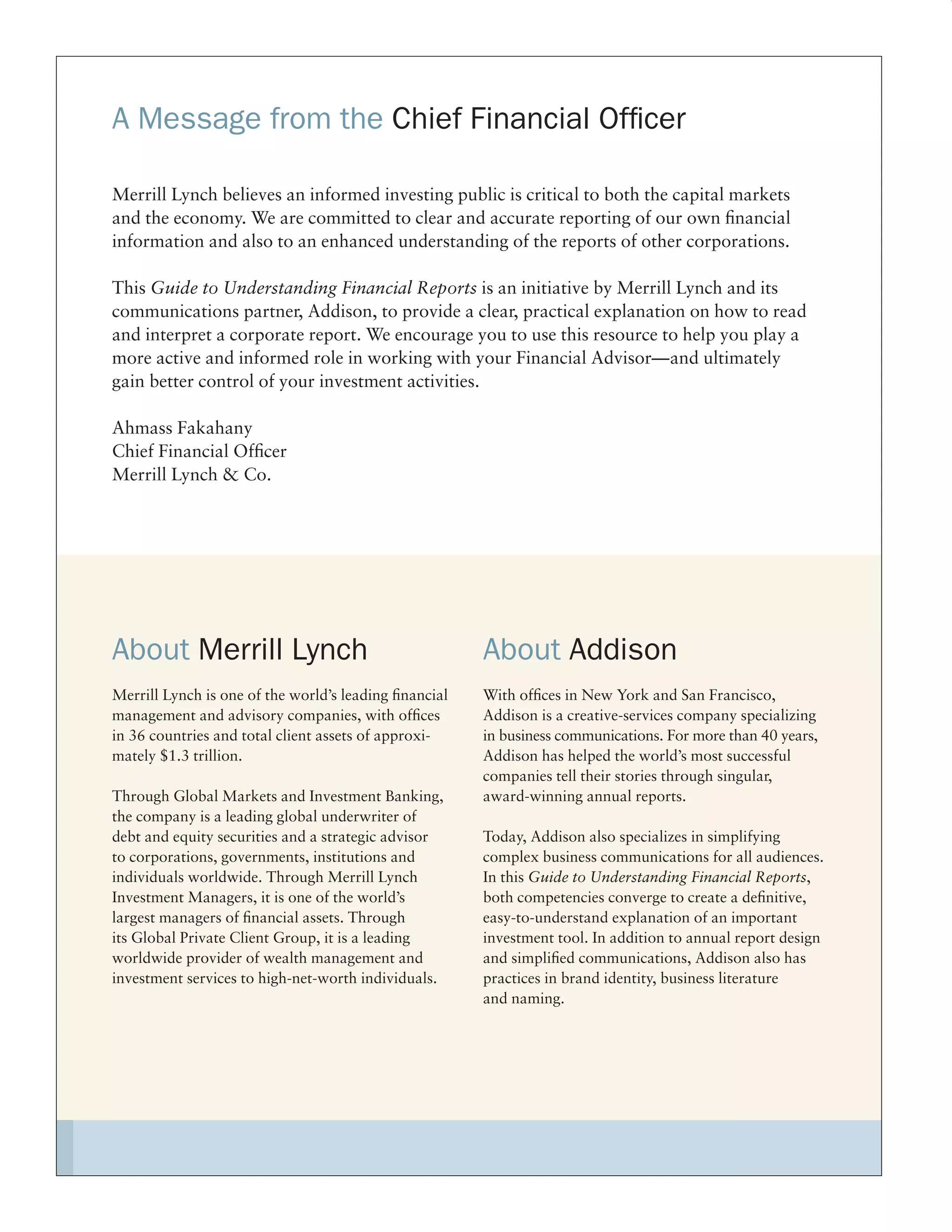 Merrill Lynch: Understanding financial statements | PDF