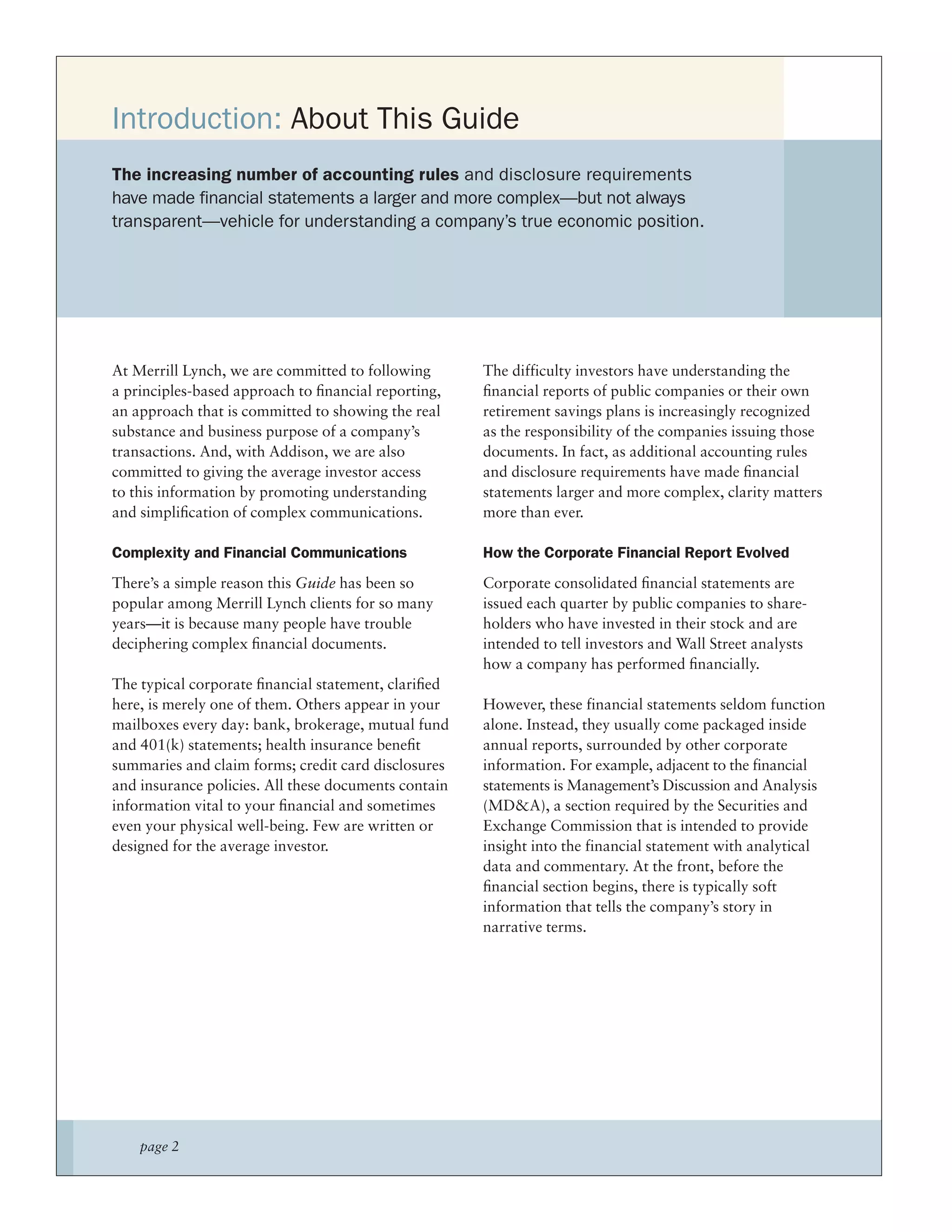 Merrill Lynch: Understanding financial statements | PDF