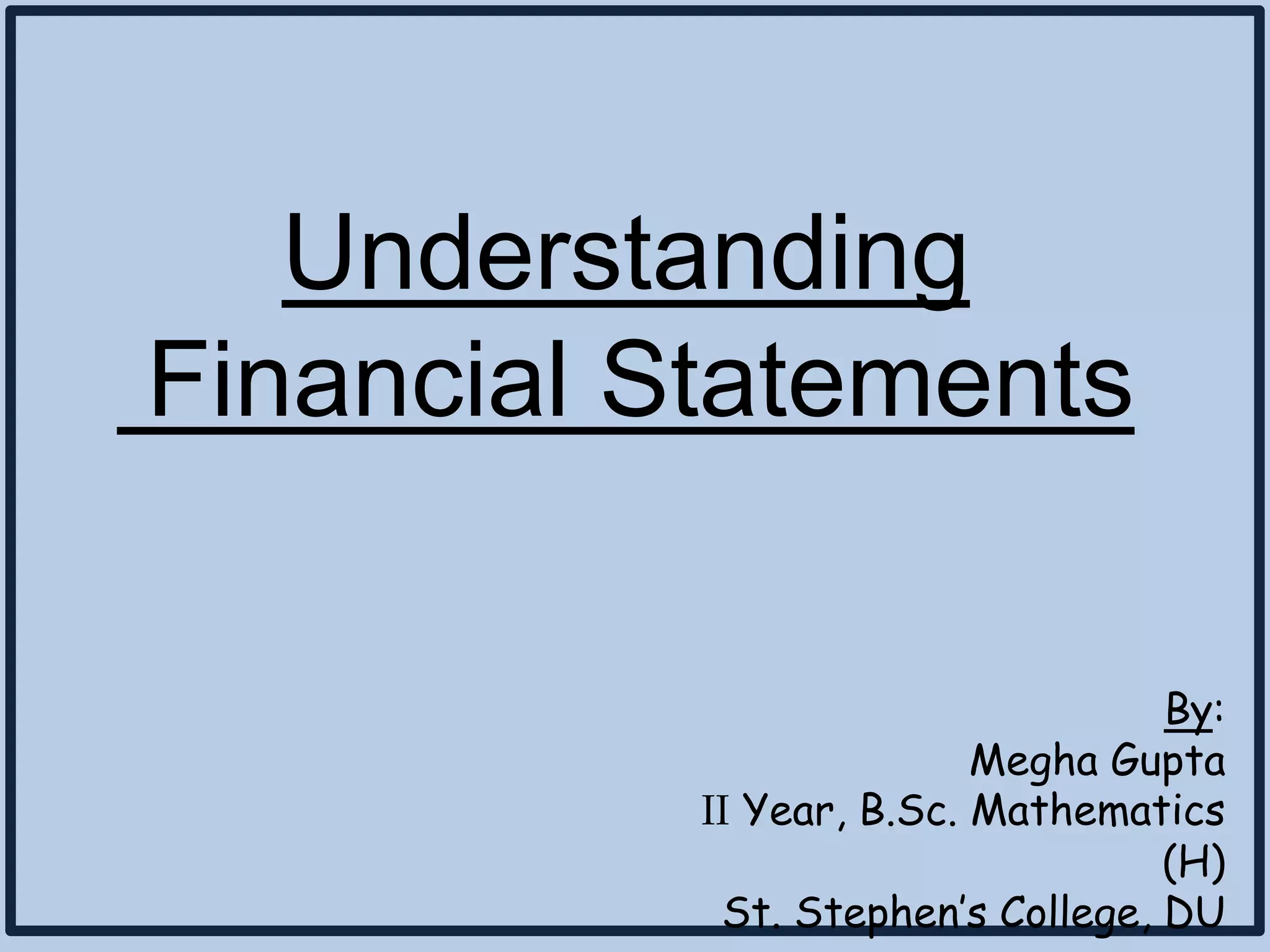 Understanding financial statements | PPT