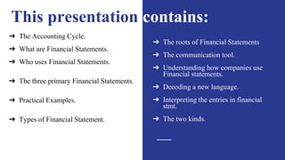 Understanding financial statements - ITT Project | PPTX