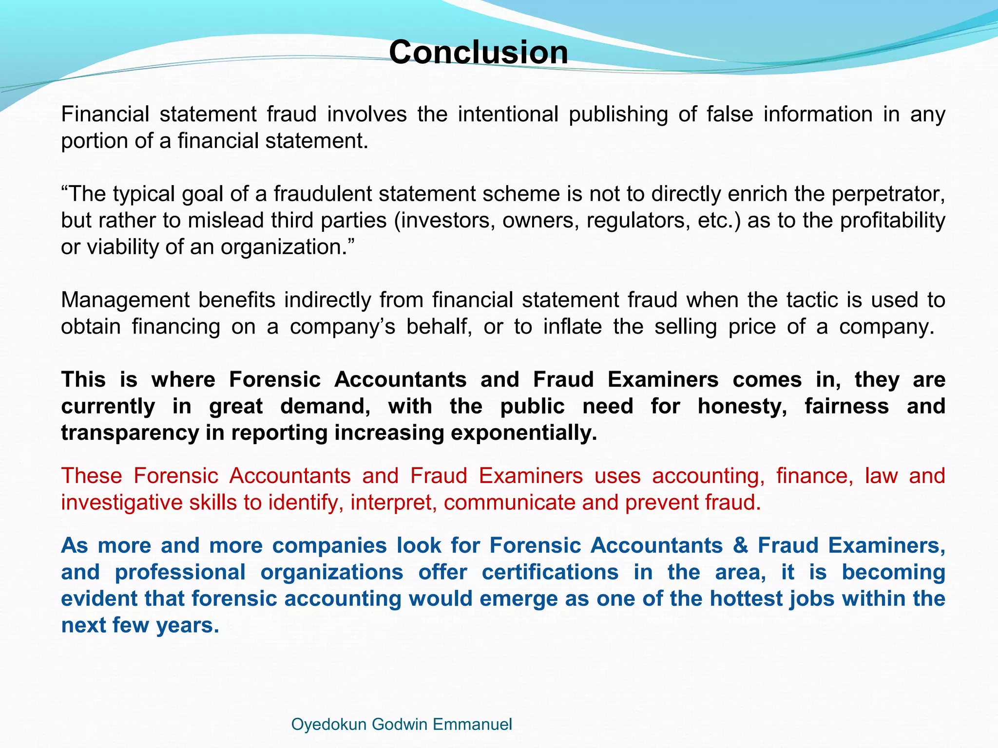 Understanding Financial Statement fraud- Forensic Accounting ...