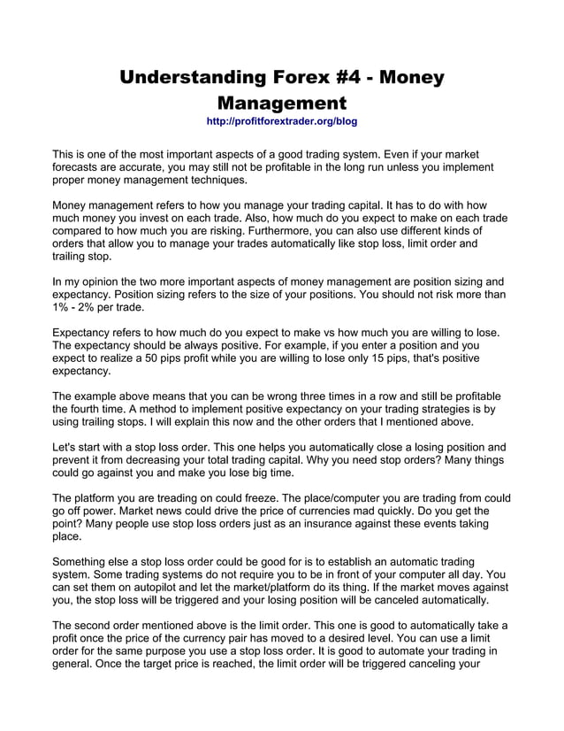 Forex Money Management. | PDF