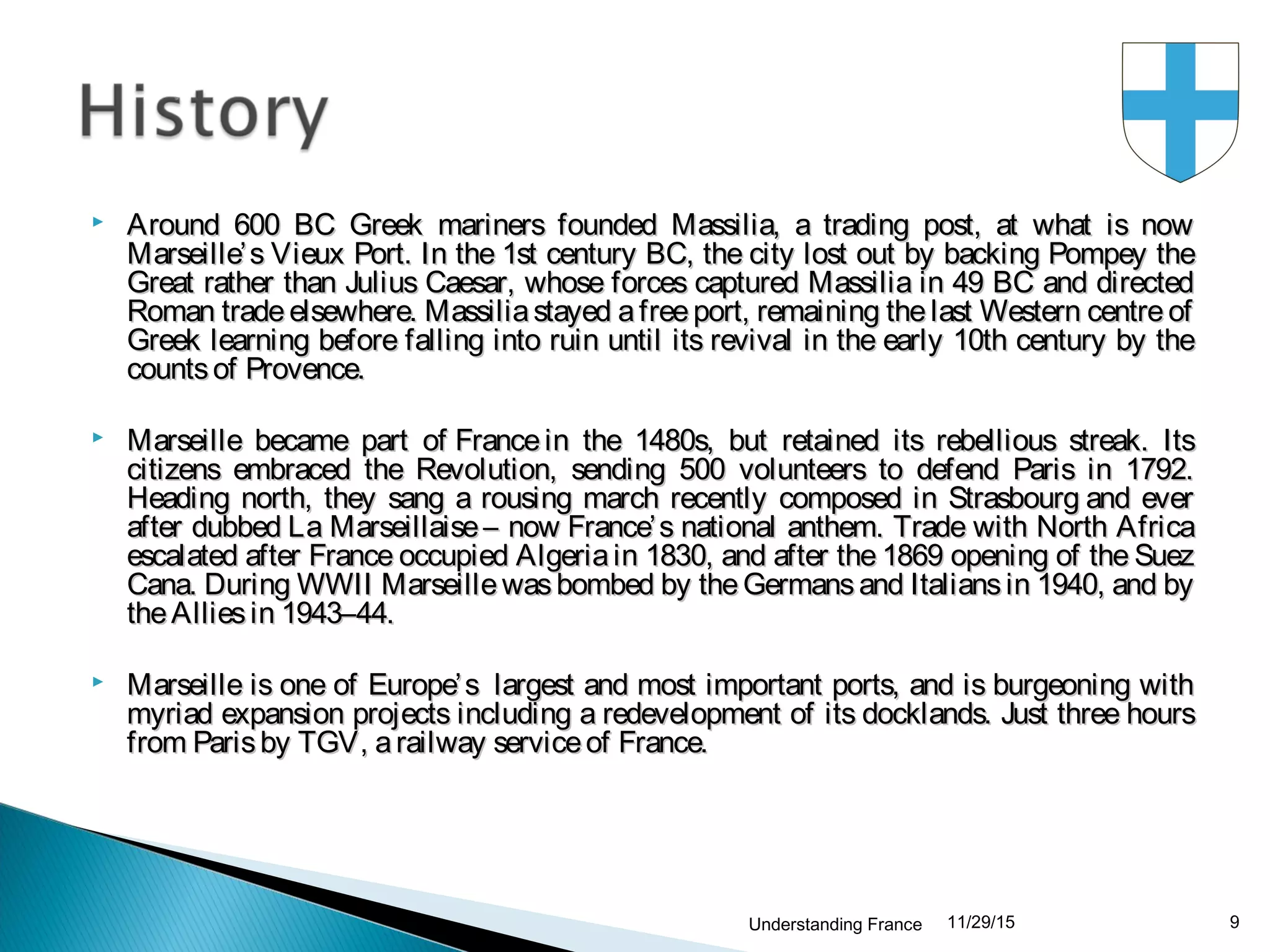 Understanding france- Brief overview of Marseille | PPT