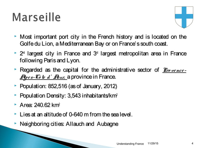 Understanding france- Brief overview of Marseille | PPT