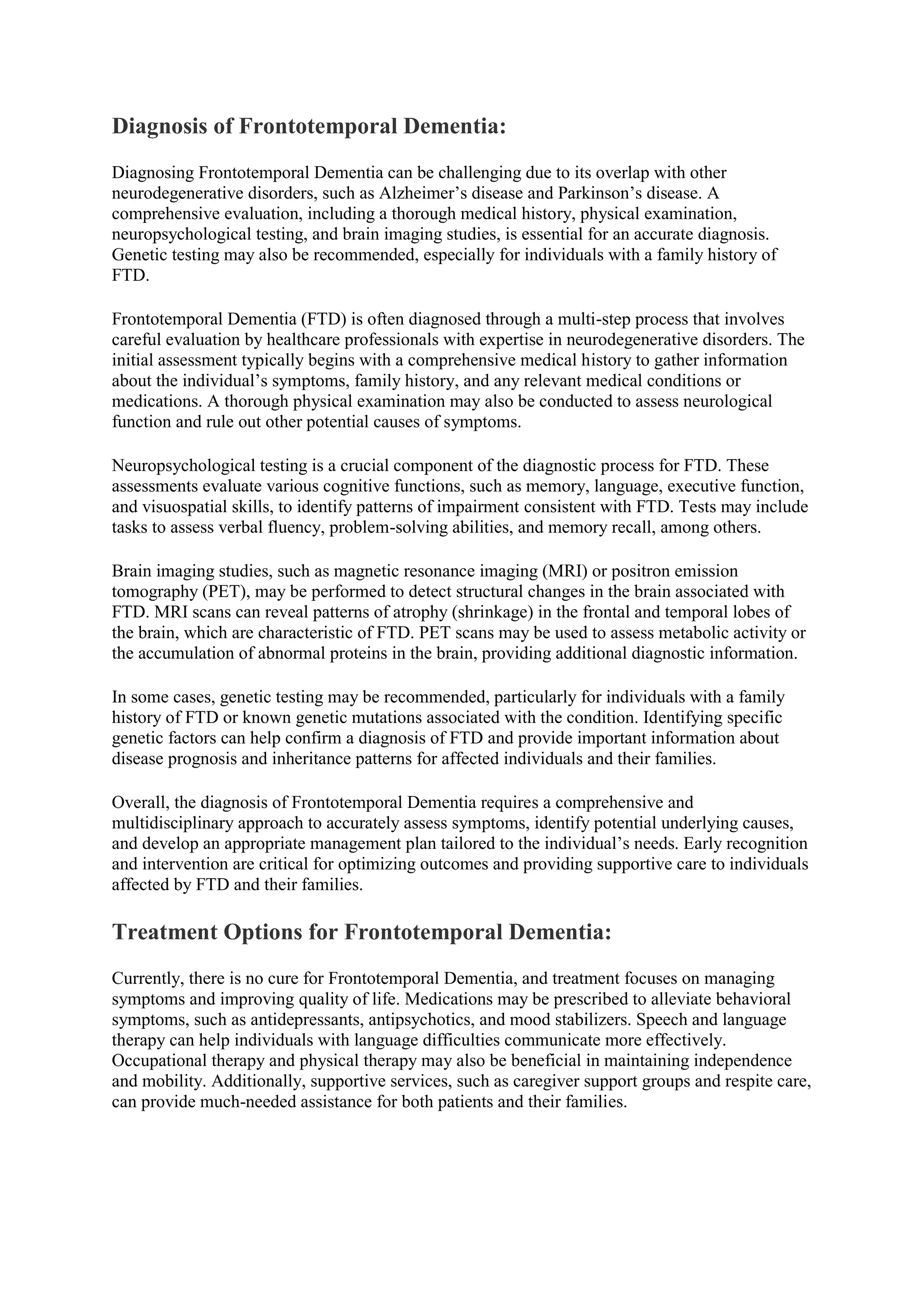 Frontotemporal Dementia: Symptoms, Causes, and Treatment Options | The ...