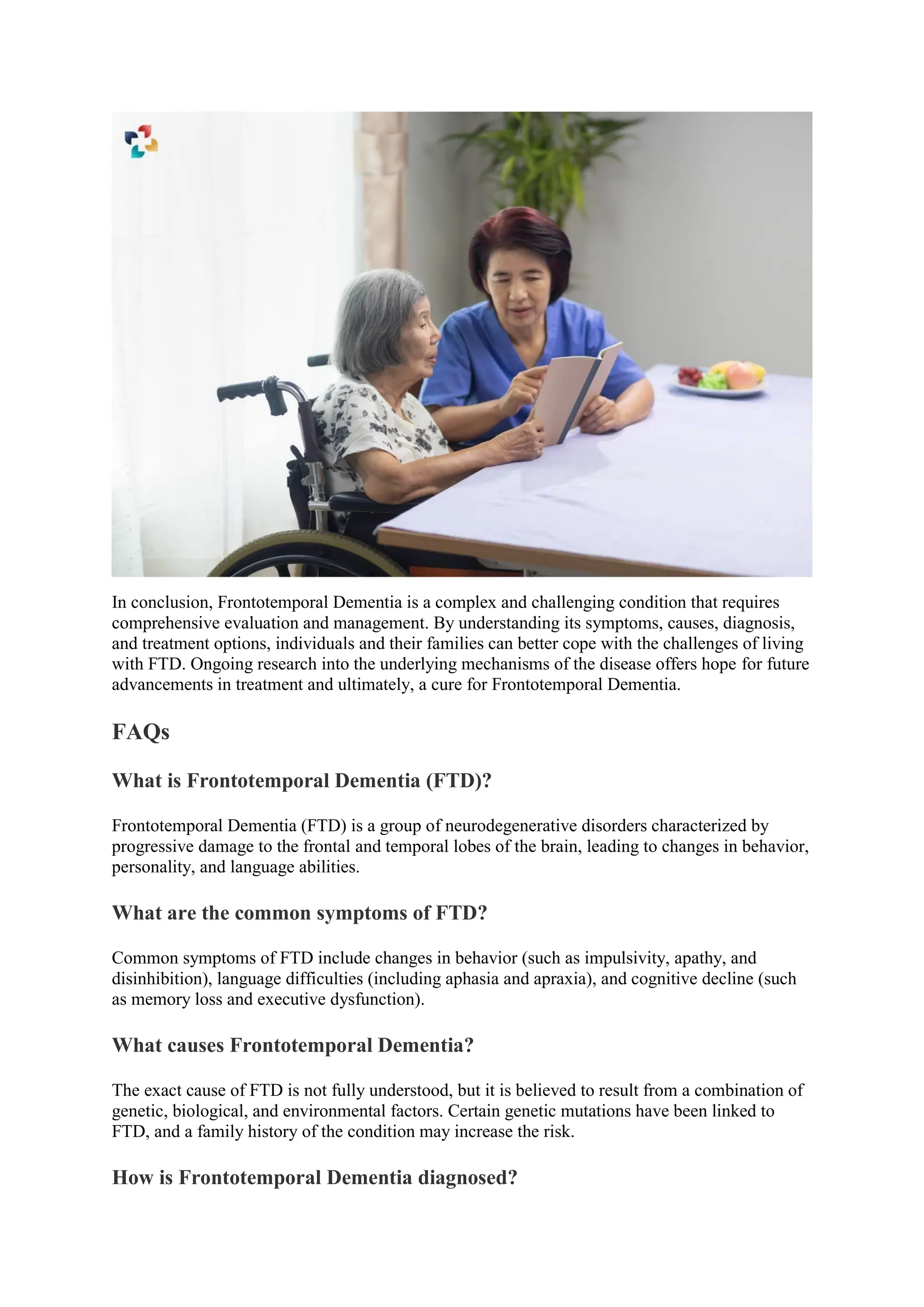 Frontotemporal Dementia: Symptoms, Causes, and Treatment Options | The Lifesciences Magazine | PDF