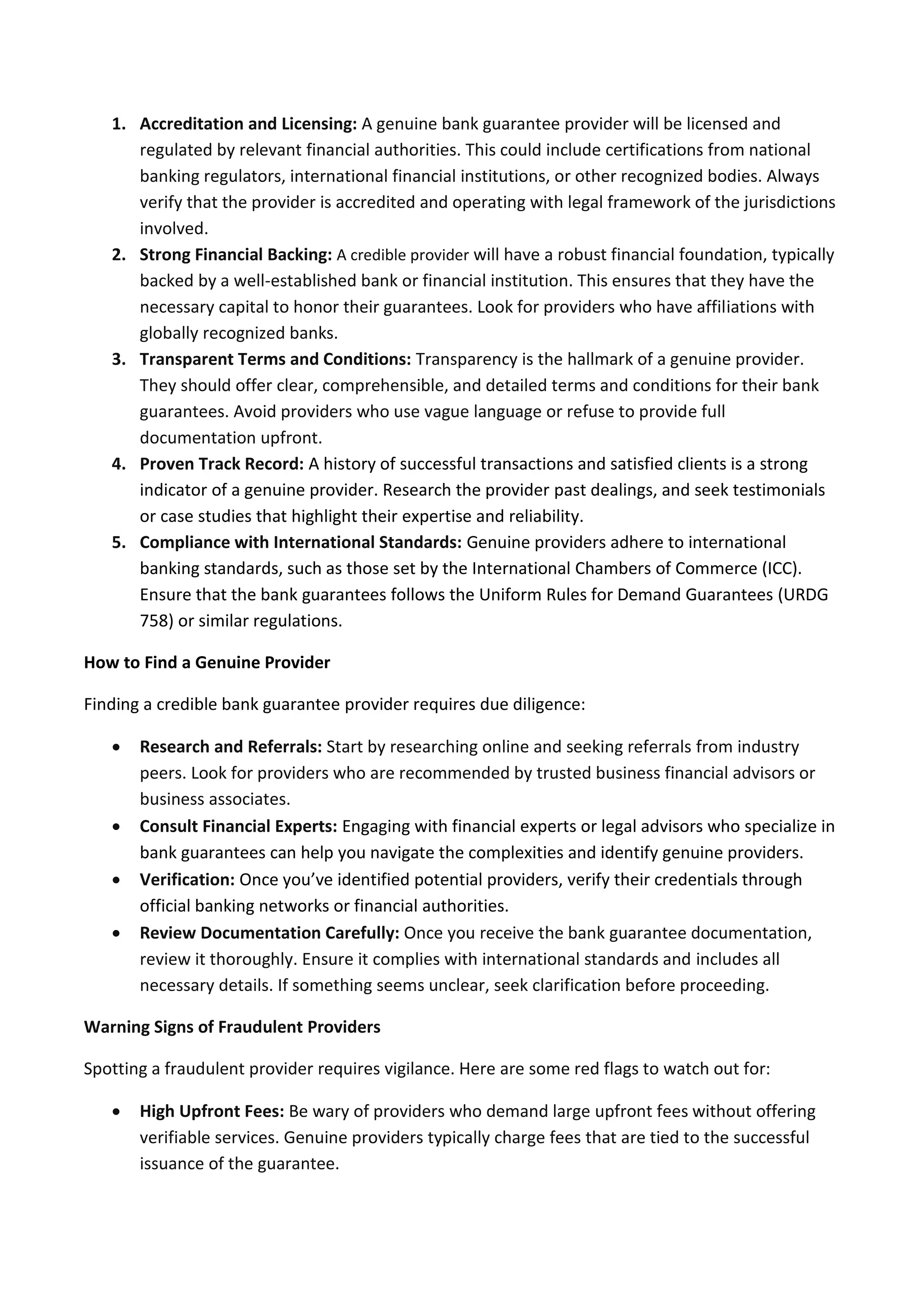 Understanding Genuine Bank Guarantee Providers | PDF