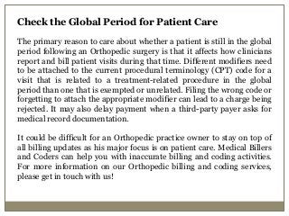 Understanding global period for orthopedic surgery