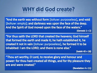 Understanding God - Our Creator | PPTX