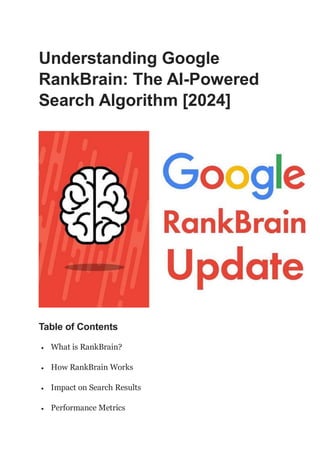 Understanding Google RankBrain: The AI-Powered Search Algorithm [2024] | PDF