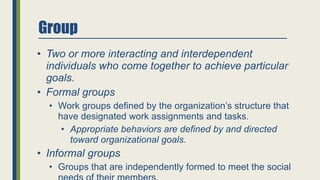 Understanding Groups and Teams and their types | PDF