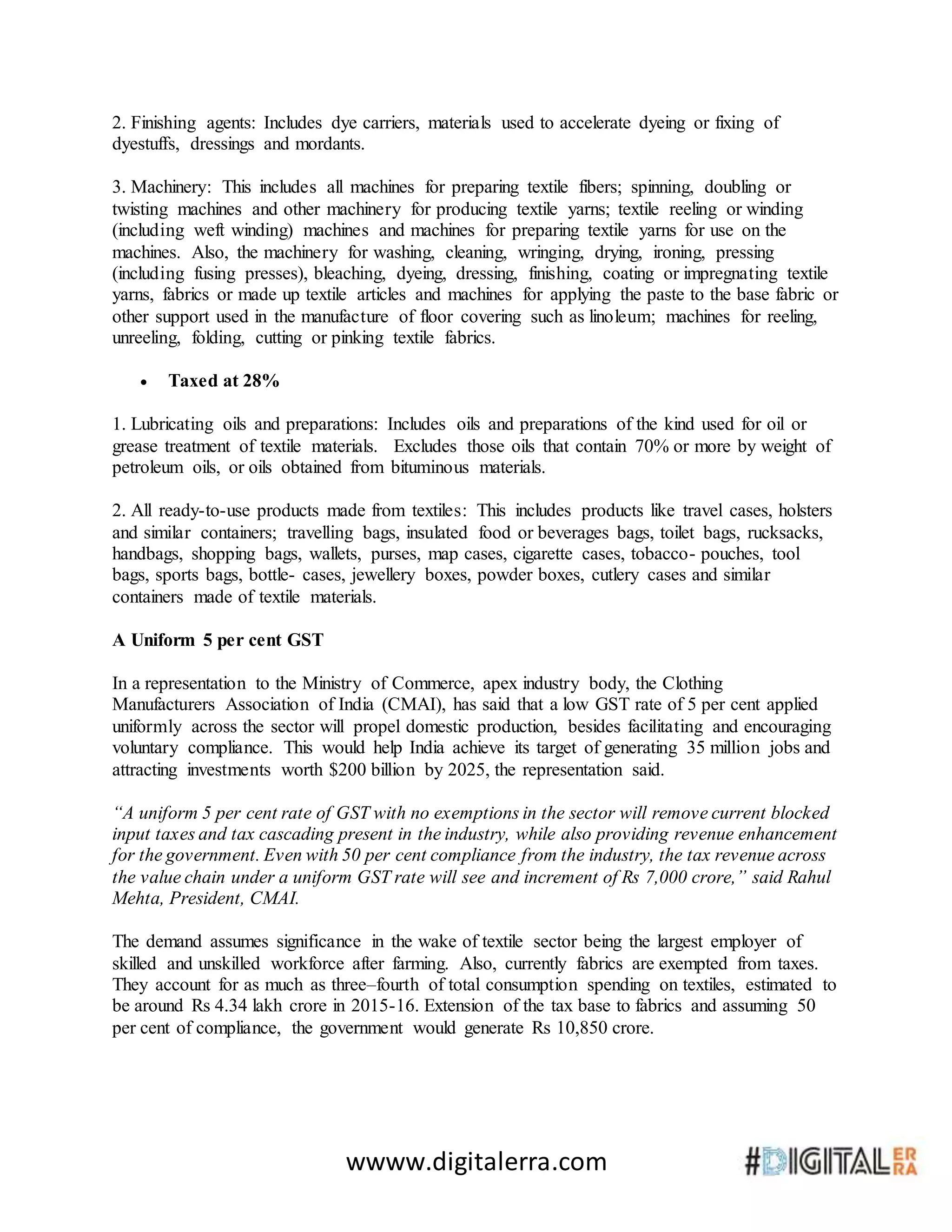 Understanding GST Rates for Textile Manufacturers | DOCX