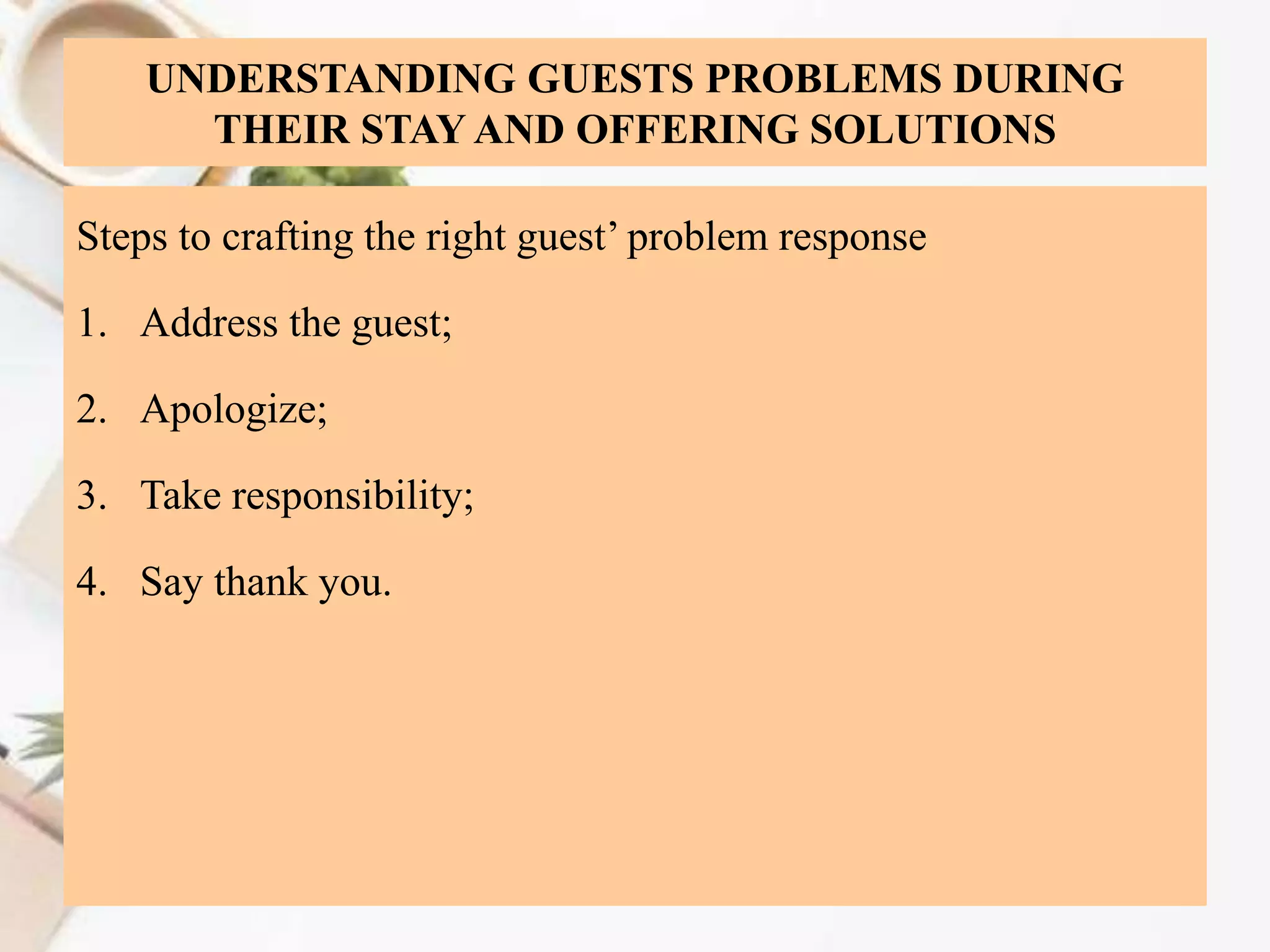 ENGLISH FOR HOTEL: UNDERSTANDING GUESTS PROBLEMS DURING THEIR STAY AND ...